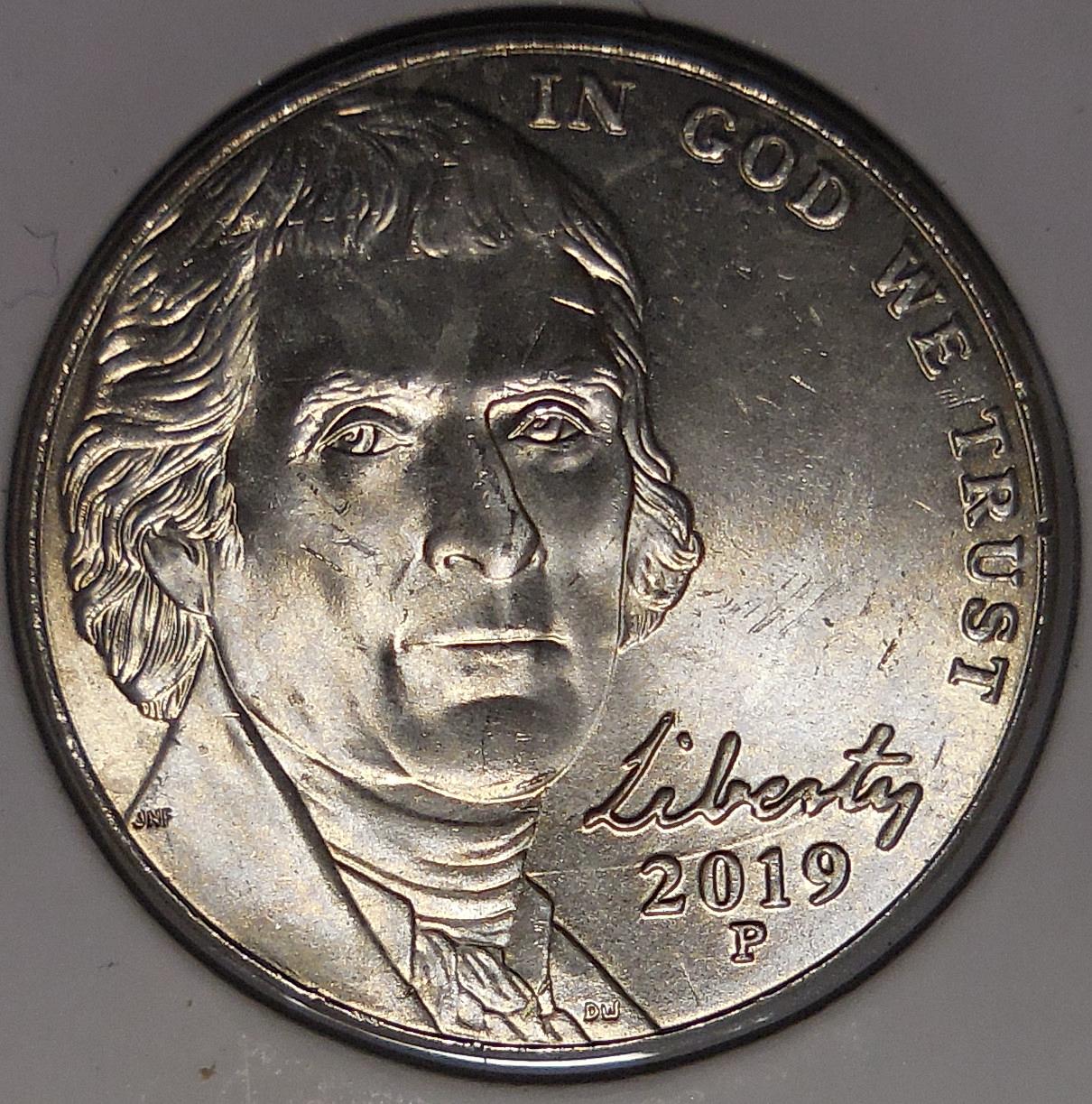 2019-P Jefferson Nickel Die Error - For Sale, Buy Now Online - Item #366814