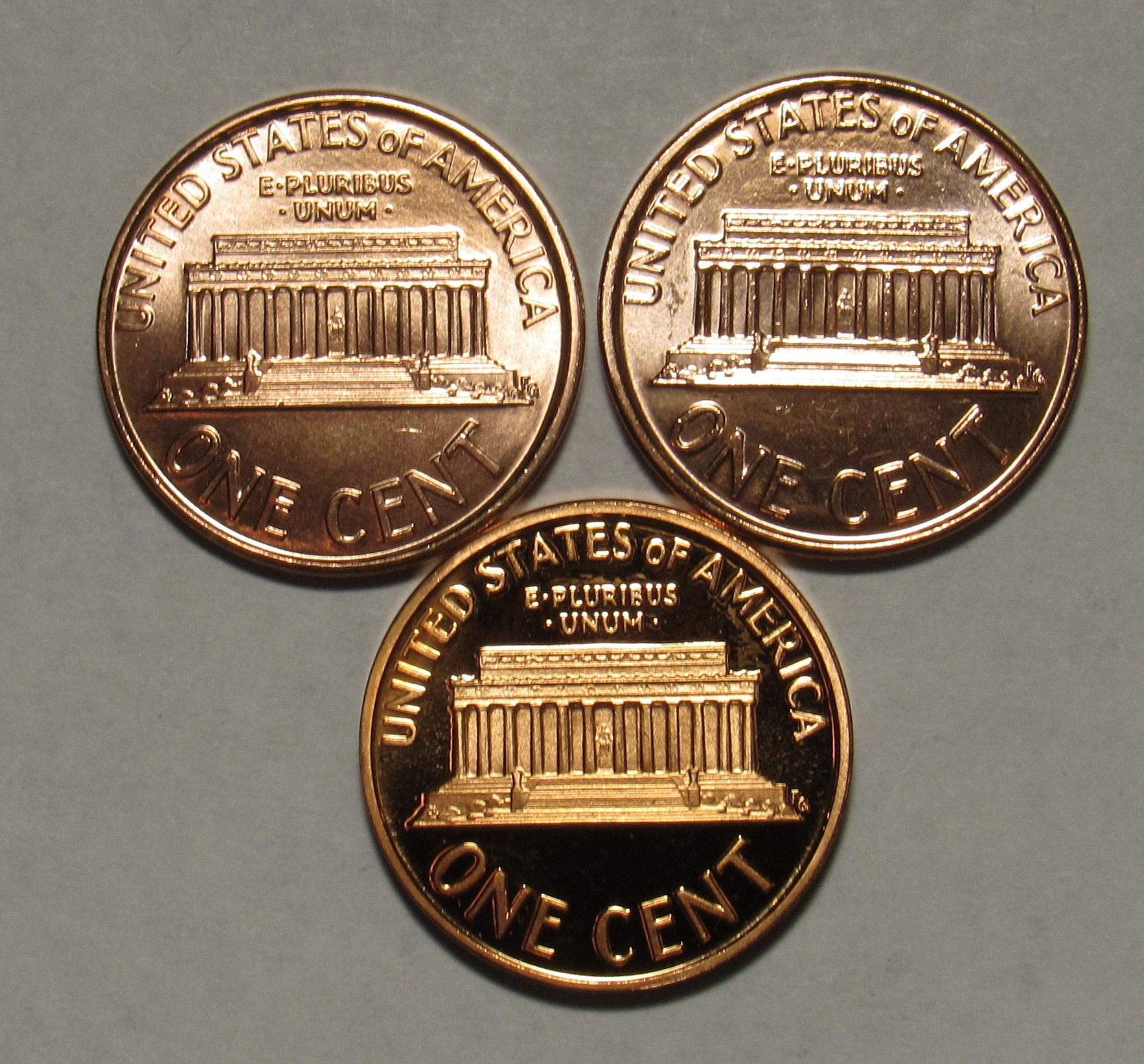 1990 P,D&S Lincoln Memorial Cents in Red BU and Proof condition - For ...