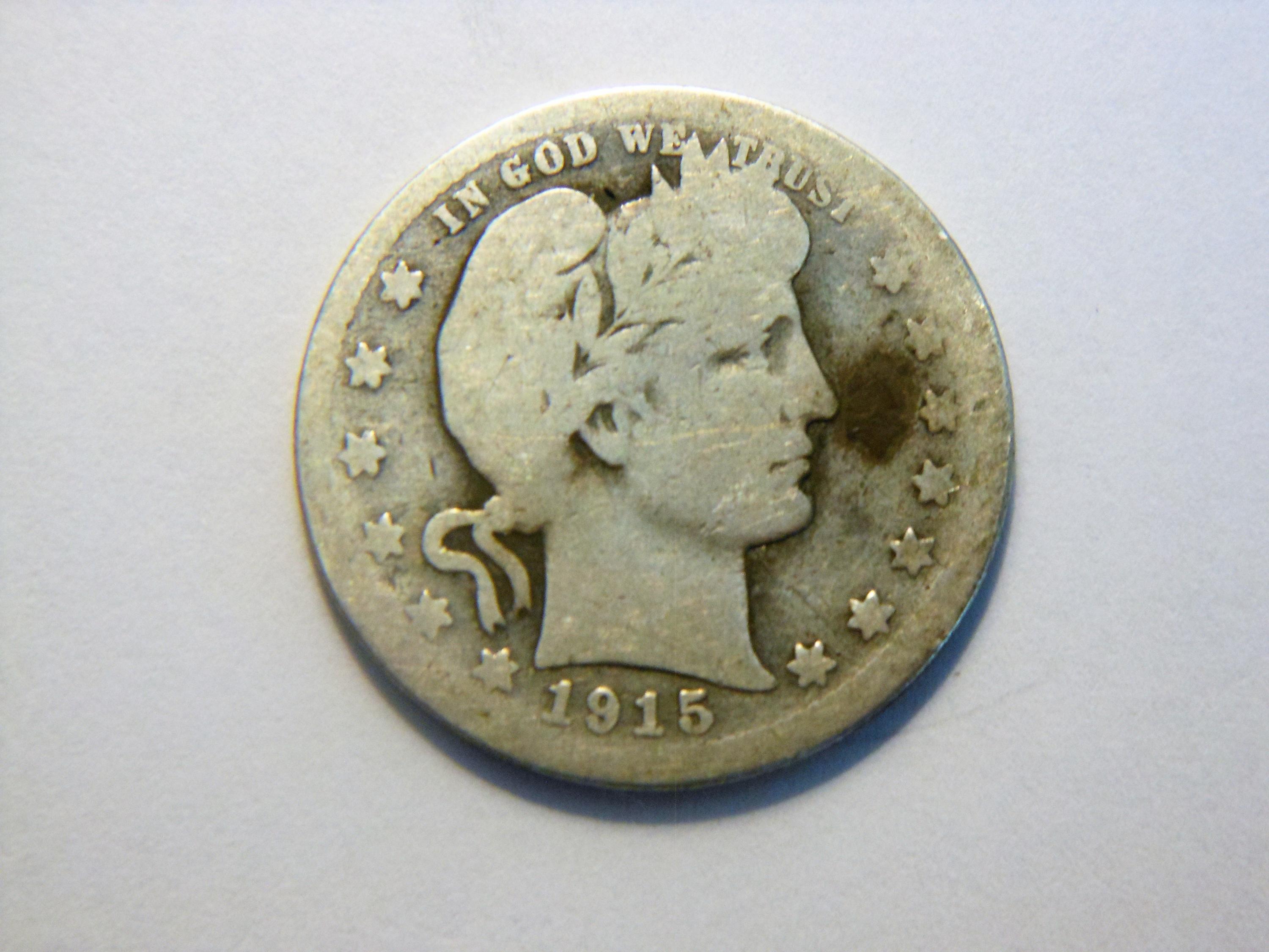 1915-S Silver Barber Quarter, Great Semi Key Date Coin. - For Sale, Buy ...