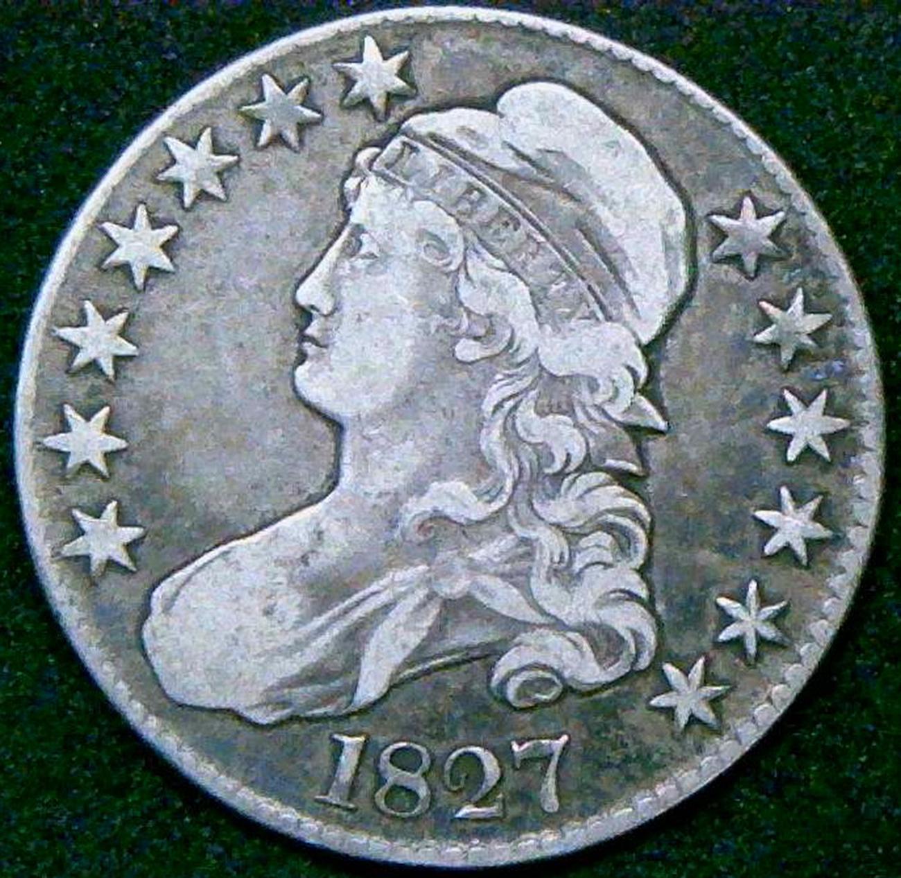1827 Capped Bust Half Dollars : Square Base 2 Lettered Edge V2P1R4 ...