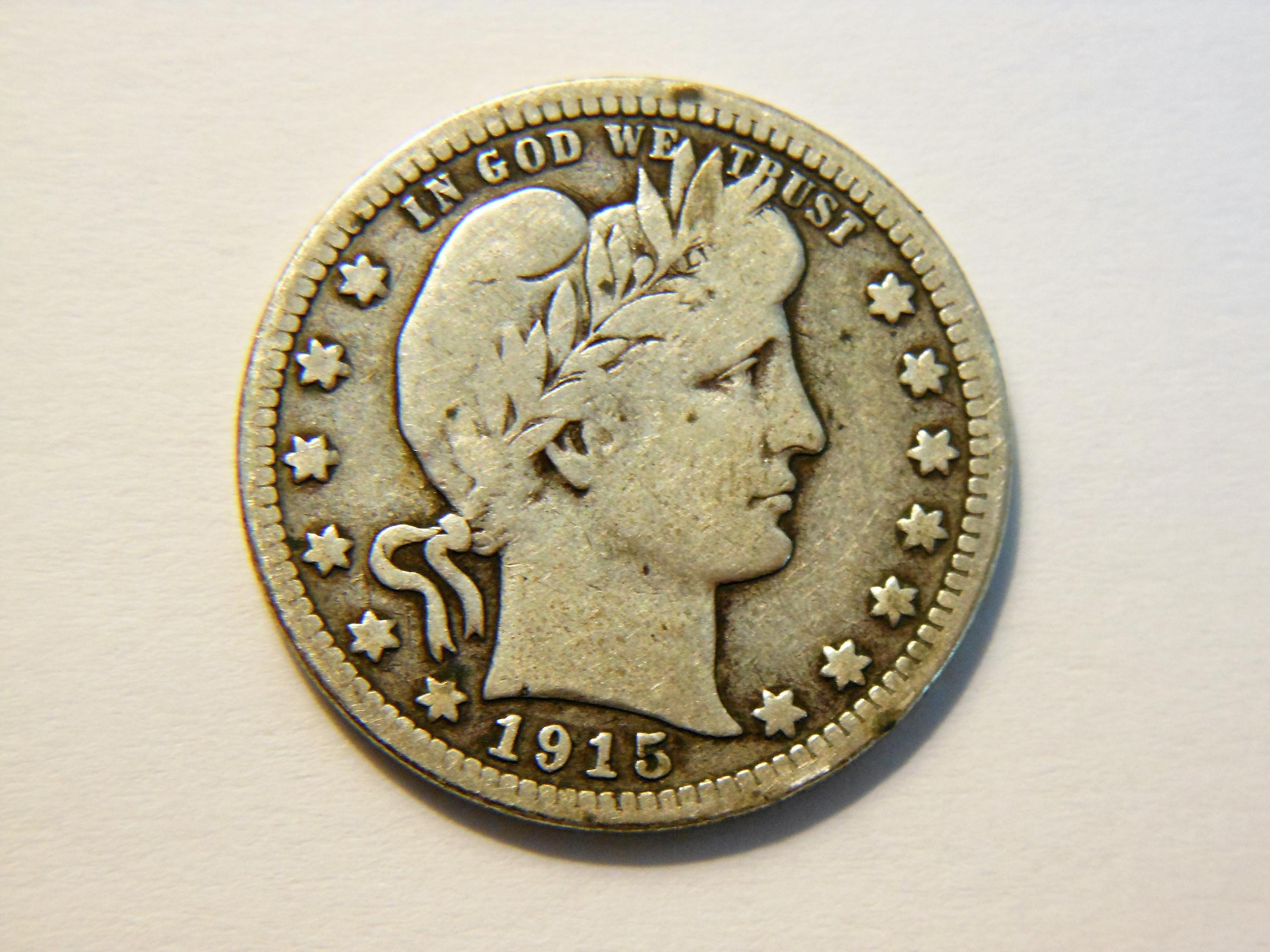 1915-D Silver Barber Quarter - For Sale, Buy Now Online - Item #449548