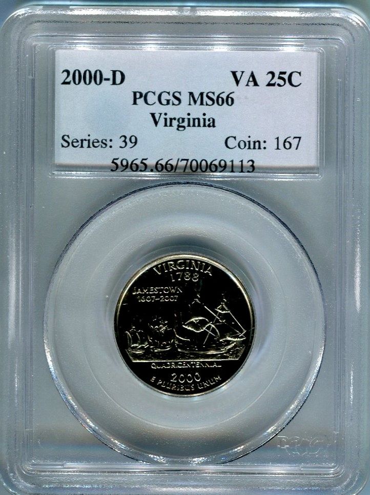 2000 - D VIRGINIA State Quarter - PCGS - MS - 66 - For Sale, Buy Now ...