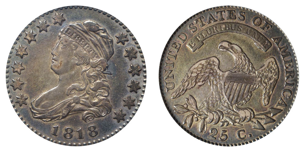 1818 Capped Bust Quarter Normal Date Type 1 - Large Diameter - With ...
