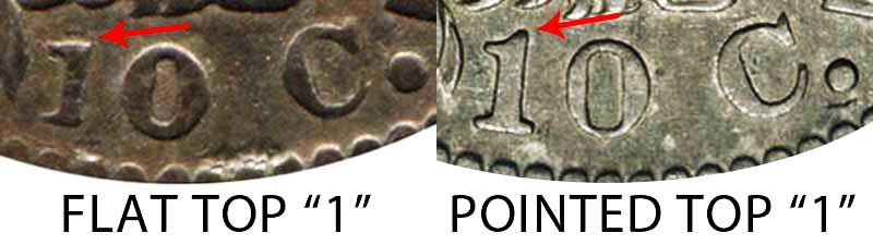 1827 Capped Bust Dime All Varieties Large Type - Wide Border Coin Value ...