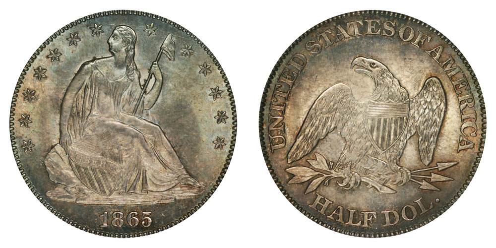 1865 Seated Liberty Half Dollar Coin Value Prices, Photos & Info
