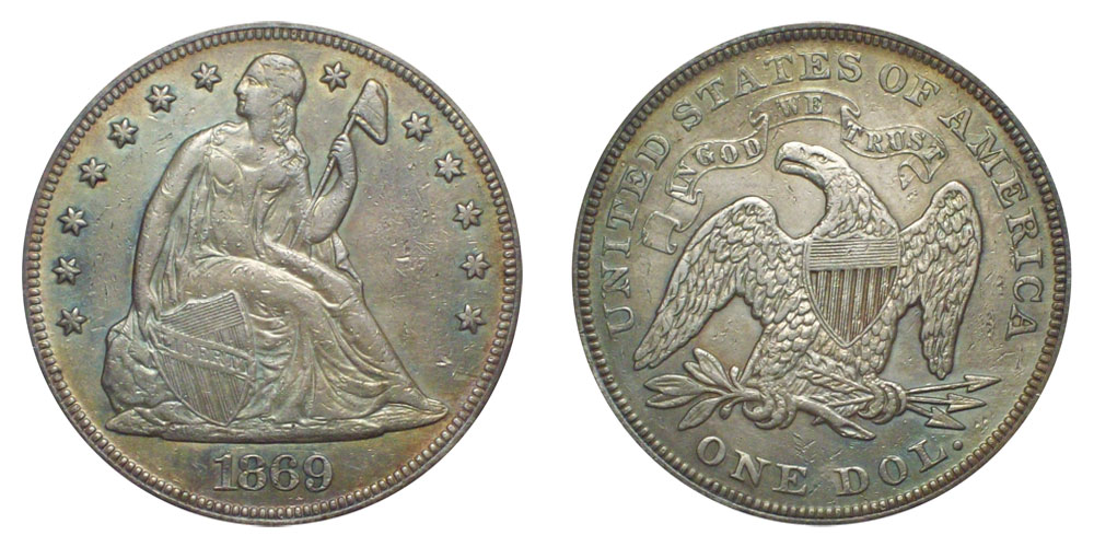 1869 Seated Liberty Silver Dollar Coin Value Prices, Photos & Info