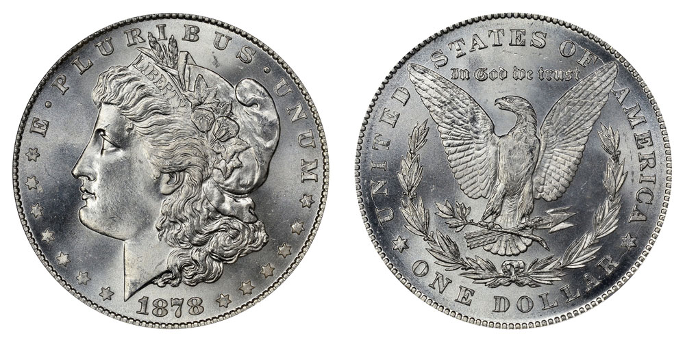 1878 Morgan Silver Dollar 7 Tail Feathers - Reverse of 1878 - Parallel ...