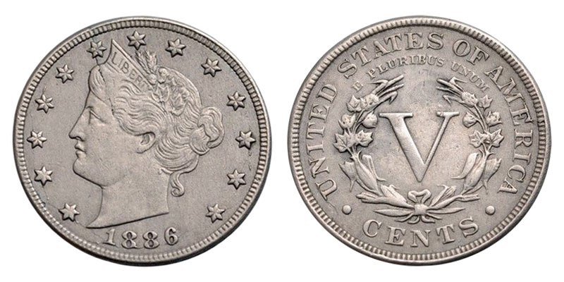 1886 Liberty Head "V" Nickel Coin Value Prices, Photos & Info