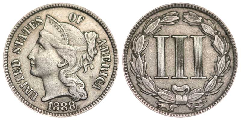 1888 Nickel Three Cent Coin Value Prices, Photos & Info