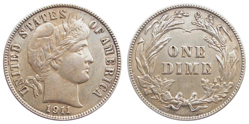 1911 Barber Dime Coin Value Prices, Photos & Info