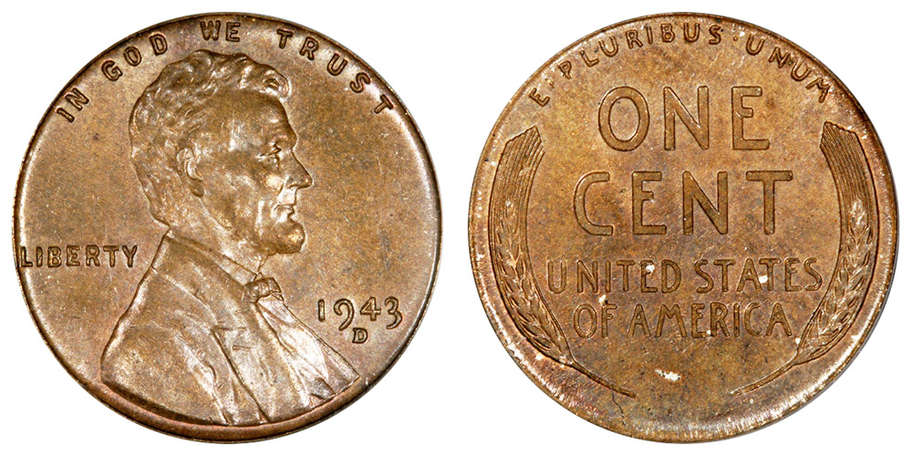 1943 D Lincoln Wheat Penny Bronze/Copper Coin Value Prices, Photos & Info