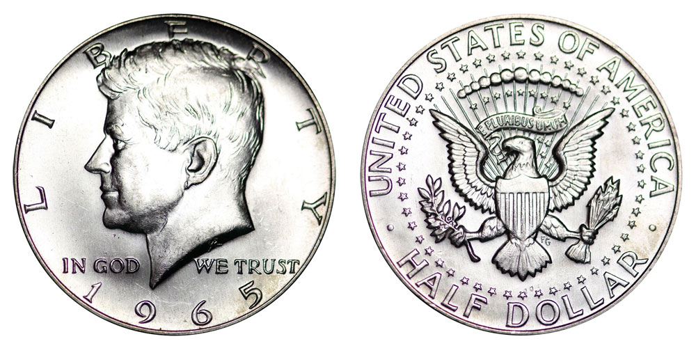 1965 Kennedy Silver Half Dollar 40% Silver Coin Value Prices, Photos & Info