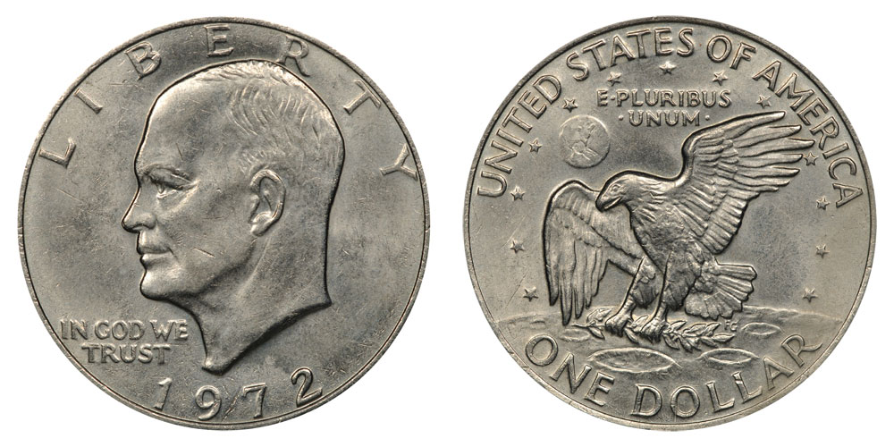 1972 Eisenhower Dollar Type 2 High Relief Reverse Struck With Proof