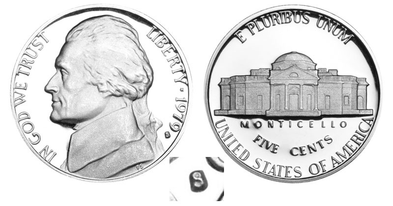 1979 S Jefferson Nickel Type 1 - Filled S Coin Value Prices, Photos & Info