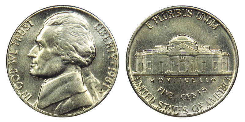 1981 D Jefferson Nickel Coin Value Prices, Photos & Info