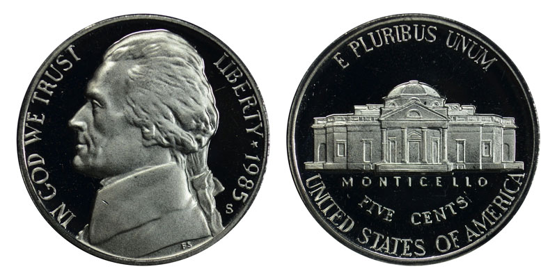 1985 S Jefferson Nickel Coin Value Prices, Photos & Info