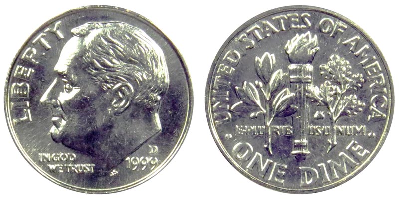 1999 D Roosevelt Dime Coin Value Prices, Photos & Info