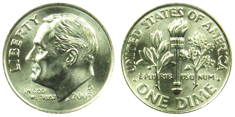 2003 D Roosevelt Dime Coin Value Prices, Photos & Info