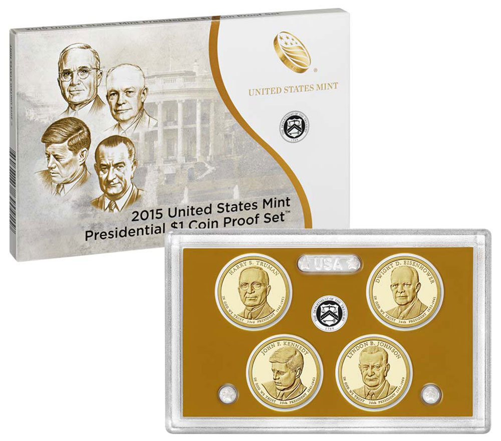 2015 S Proof Set 4 Piece Presidential Set Mirror-Like Cameo Coins Coin ...