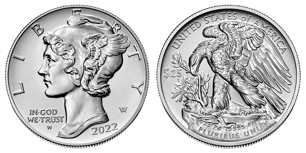 2022 W American Palladium Eagle Bullion Coin Reverse Proof $25 One ...