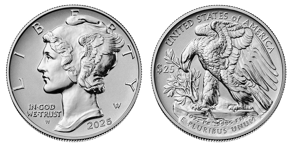2025 W American Palladium Eagle Bullion Coin Reverse Proof $25 One ...