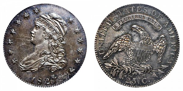 1827 P Capped Bust Quarters Restrike - Square Base 2 in 25c Type 1 ...