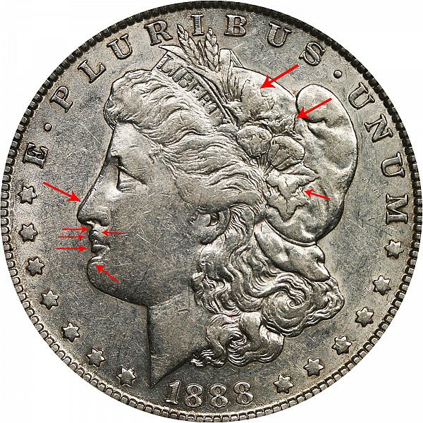 1888 O Morgan Silver Dollar Doubled Die Obverse - Hot Lips Coin Value ...