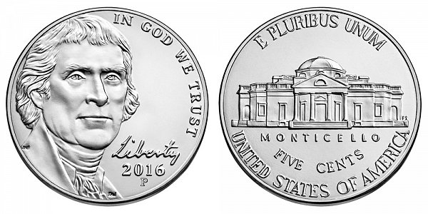 2016 P Jefferson Nickel Coin Value Prices, Photos & Info