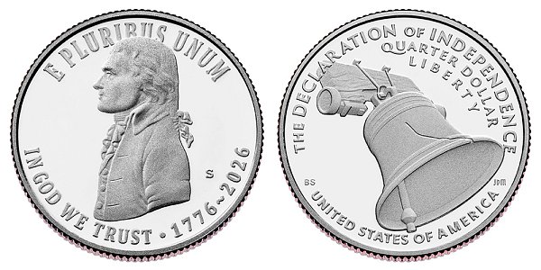 2026 S Declaration of Independence Quarter Silver Proof Semiquincentennial Quarters Program Coin ...