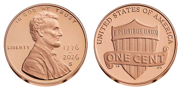 2026 S Lincoln Shield Penny Semiquincentennial 1776-2026 Coin Value ...