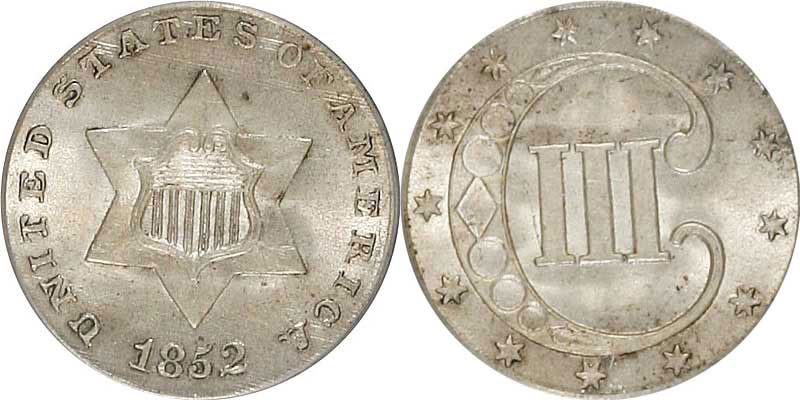1852 Silver Three Cent Coin Value Prices, Photos & Info