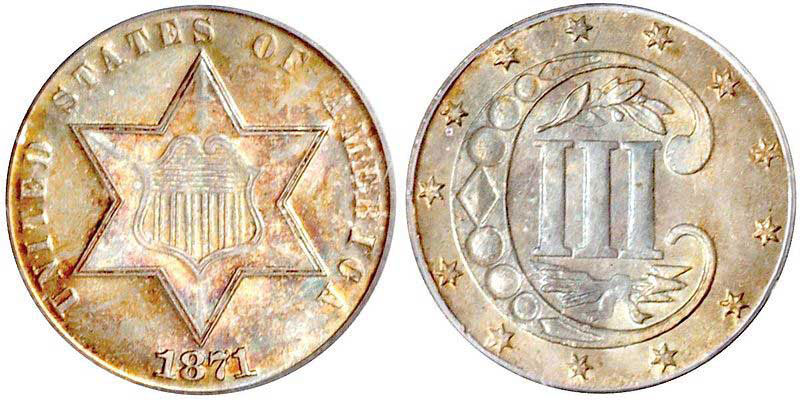 1871 Silver Three Cent Coin Value Prices, Photos & Info